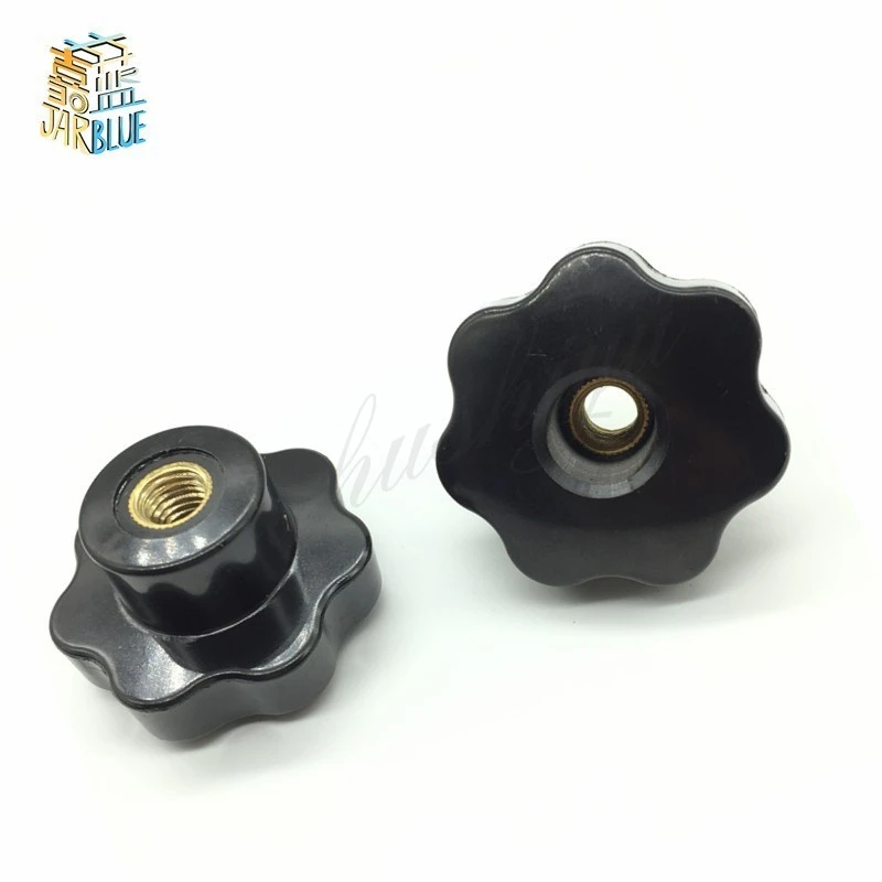 2pcs M5/m6/m8/m10/m12 Female Thread Star Knob Handles 7 Star Shaped Through Hole Clamping Nuts ...