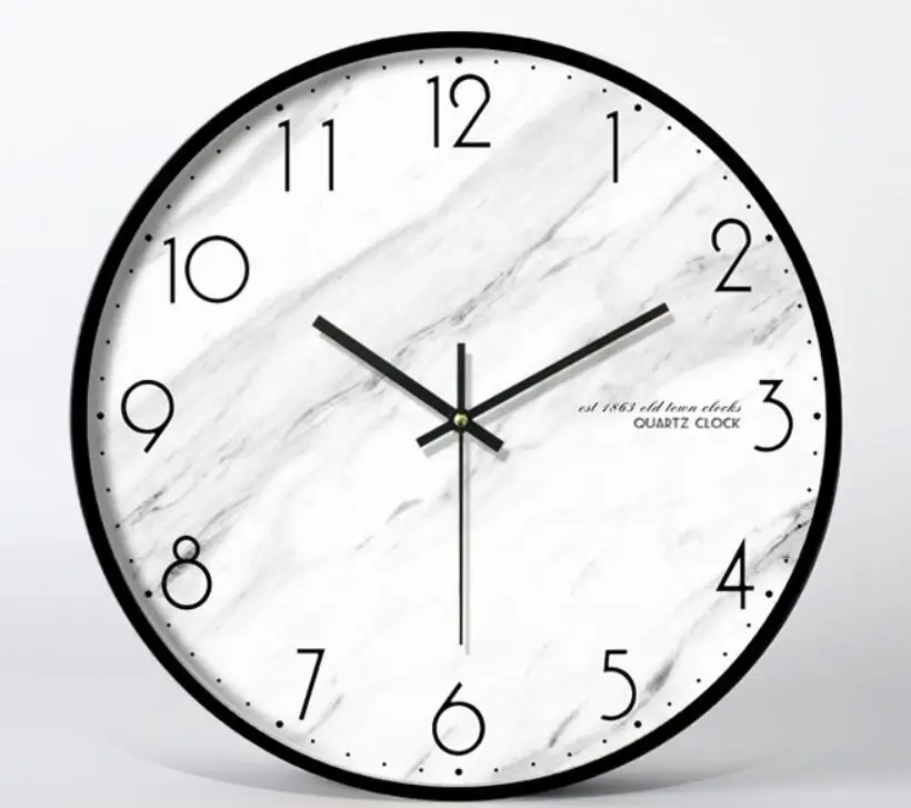 Nordic Decorative Minimalist Marble Texture Wall Clock Luxury Mute Quartz Needle Clocks For