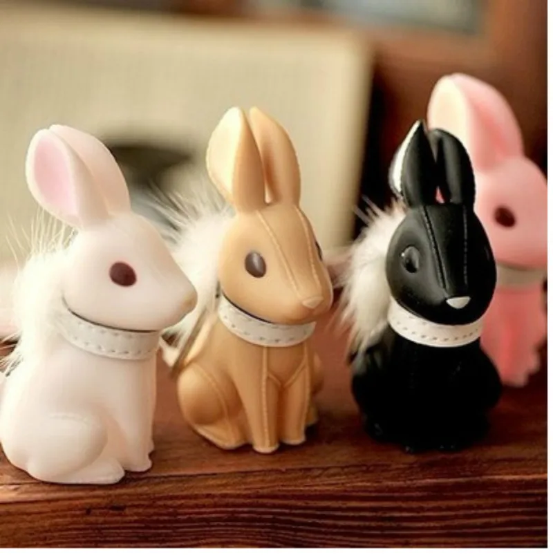 Bunny Keychain Cute Rabbit Key Chain Metal Ring Cover Holder Dog Cat ...