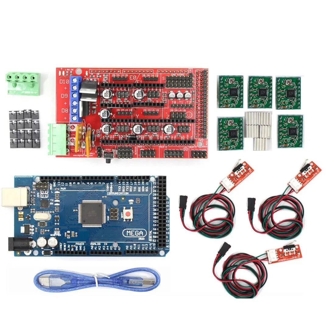 hot 3D Printer Kit MEGA2560 Module+RAMPS 1.4+5xA4988+3xEndstop For ...