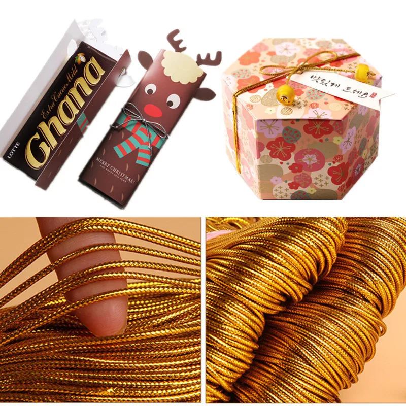 10m High Quality Gold /Silver Elastic Rope Twine Ribbon Wedding Gift ...