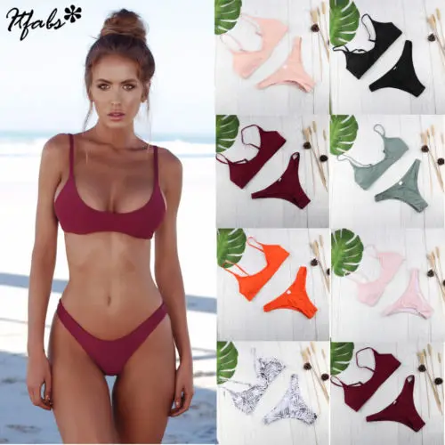 Itfabs 2pcs Bikini Set Women Push Up Padded Bra Swimwear Bandeau