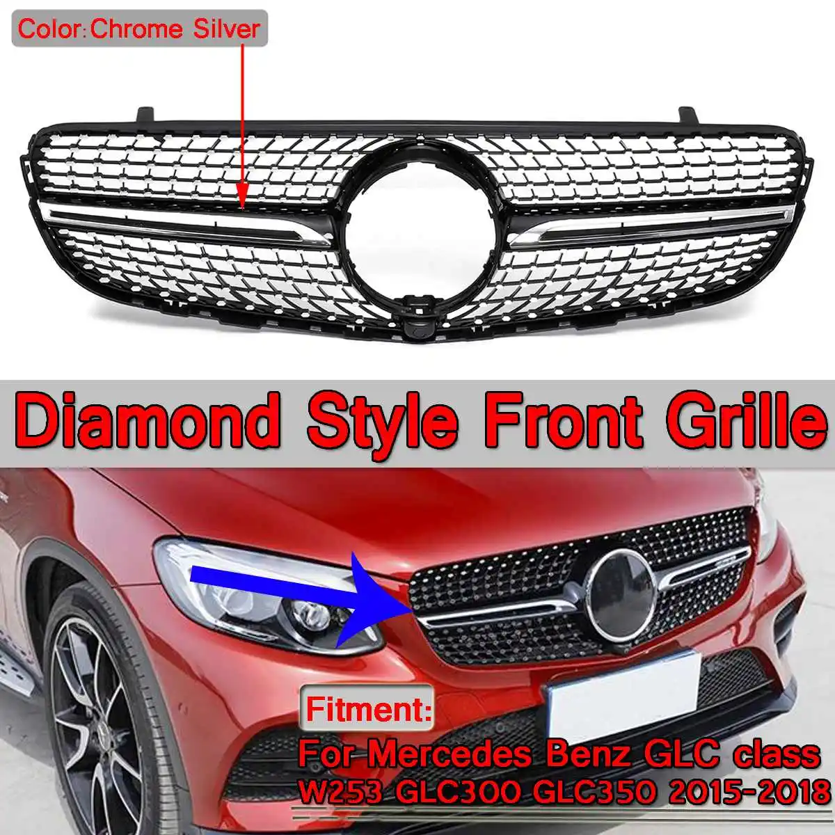 High Quality Diamond Style Car Front Bumper Grille Grill For Mercedes ...