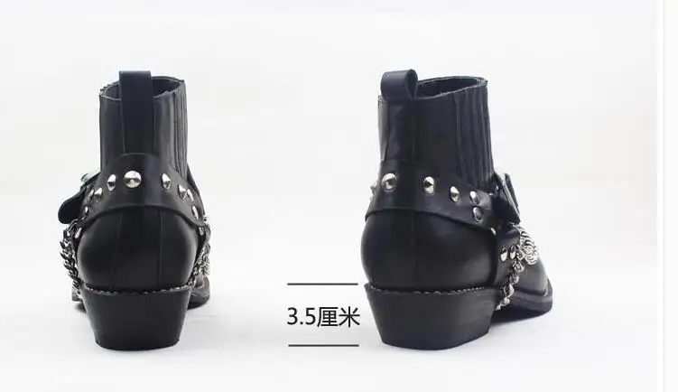 Handmade Genuine leather Men Motorcycle Boots Cowboy Punk Military Boot ...