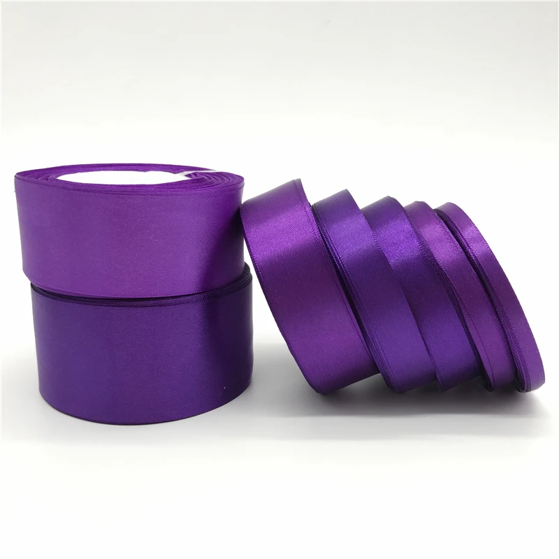 25yards/Roll (6mm-50mm) Purple Silk Satin Ribbon Polyester Ribbon Bow ...