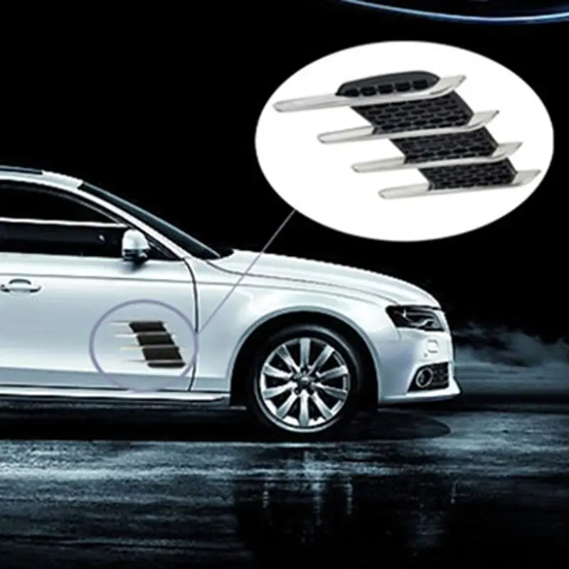 1 Pair Cool Chrome Shark Gills 3D Car Stickers Side Vent Air Flow ...