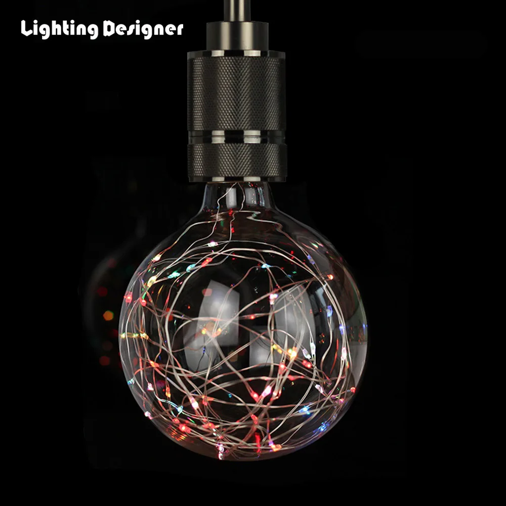 Led Bulbs Edison Bulb RGB flash Copper Wire Light Bulb 220V/240V E27 3W ...