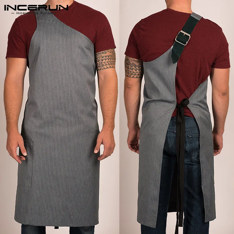 INCERUN Men Apron Striped Restaurant Chef Waiter Kitchen Cooking Men ...