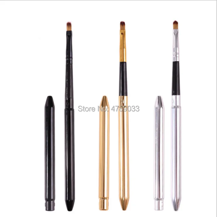 Pincel de maquillaje con mango de Metal, lápiz labial con brillo de ...