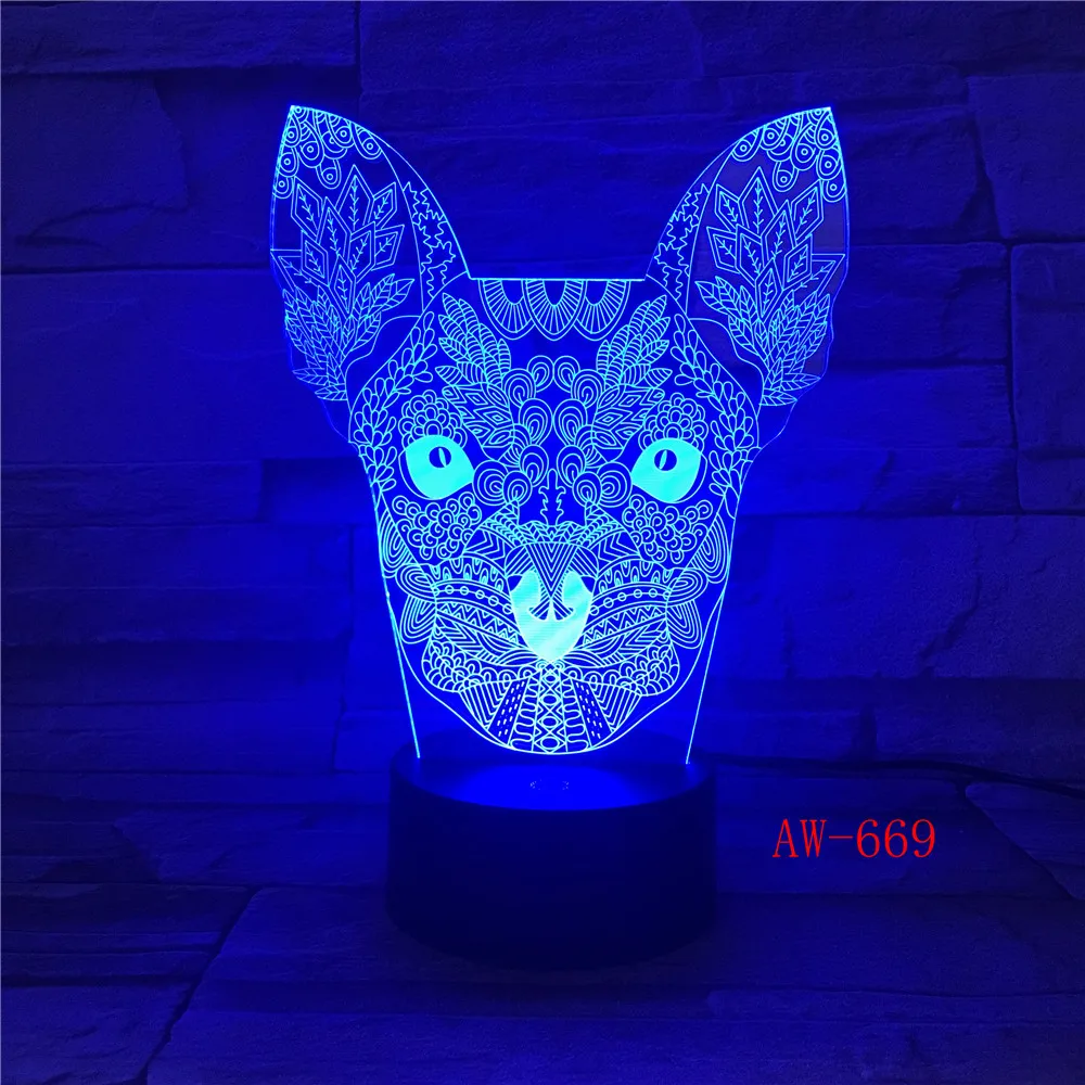 3D Cat LED Night Light USB Charging Animal Shape Indoor Decoration Lamp ...