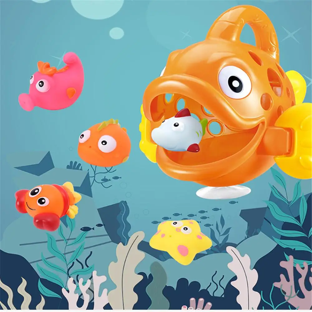 Big Small Swallowing Fish Shape Bath Toys Set for Kids Baby Infants ...