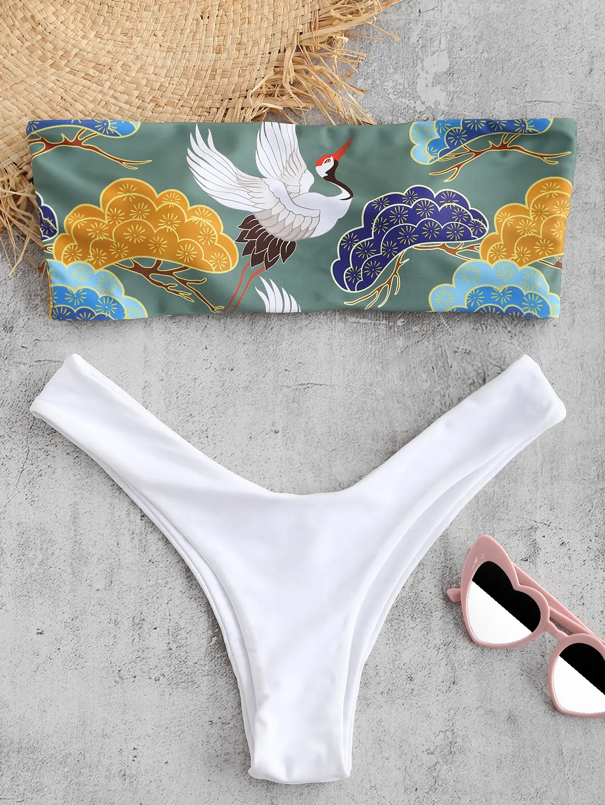 ZAFUL 2019 Bikinis Sexy Fashion Bikini Set Strapless Birds Print High ...
