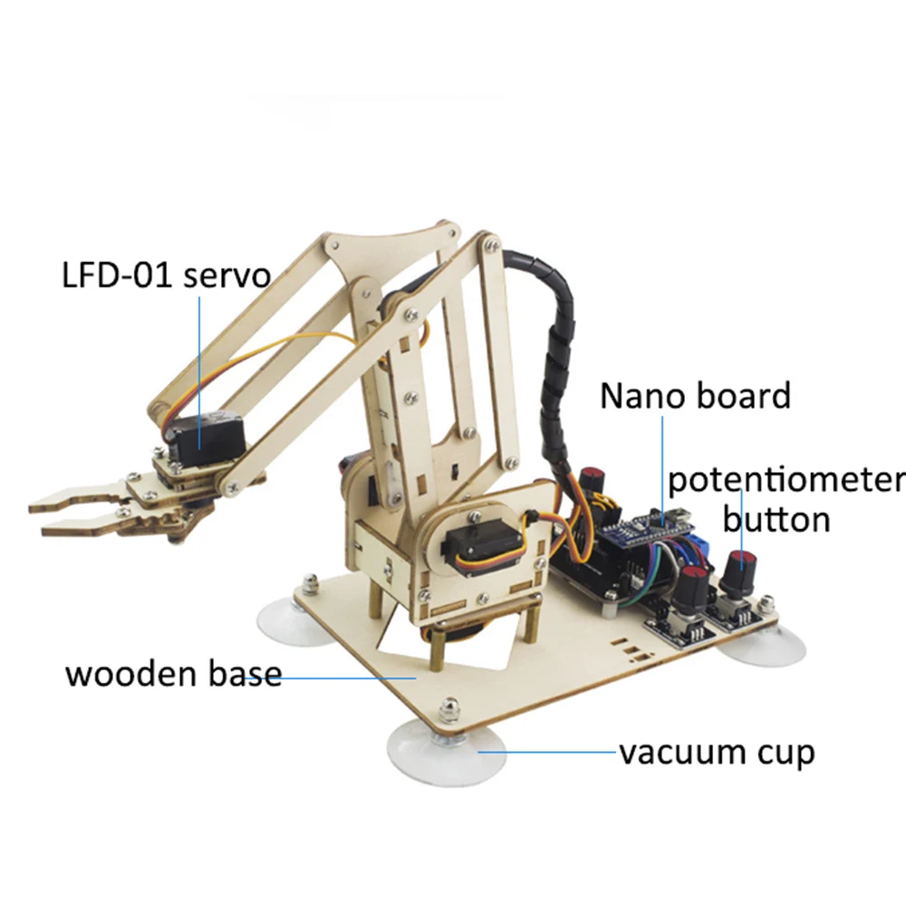 LOBOT WoodenArm Open Source RC Robot Arm Programmable Infrared Control ...