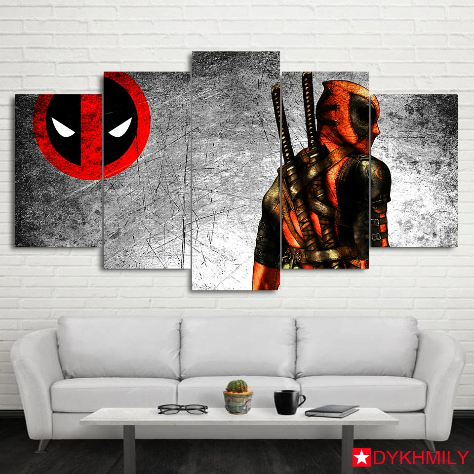 Deadpool HD Print 5 Piece Canvas Art Movie Wall Art Decoration Home ...