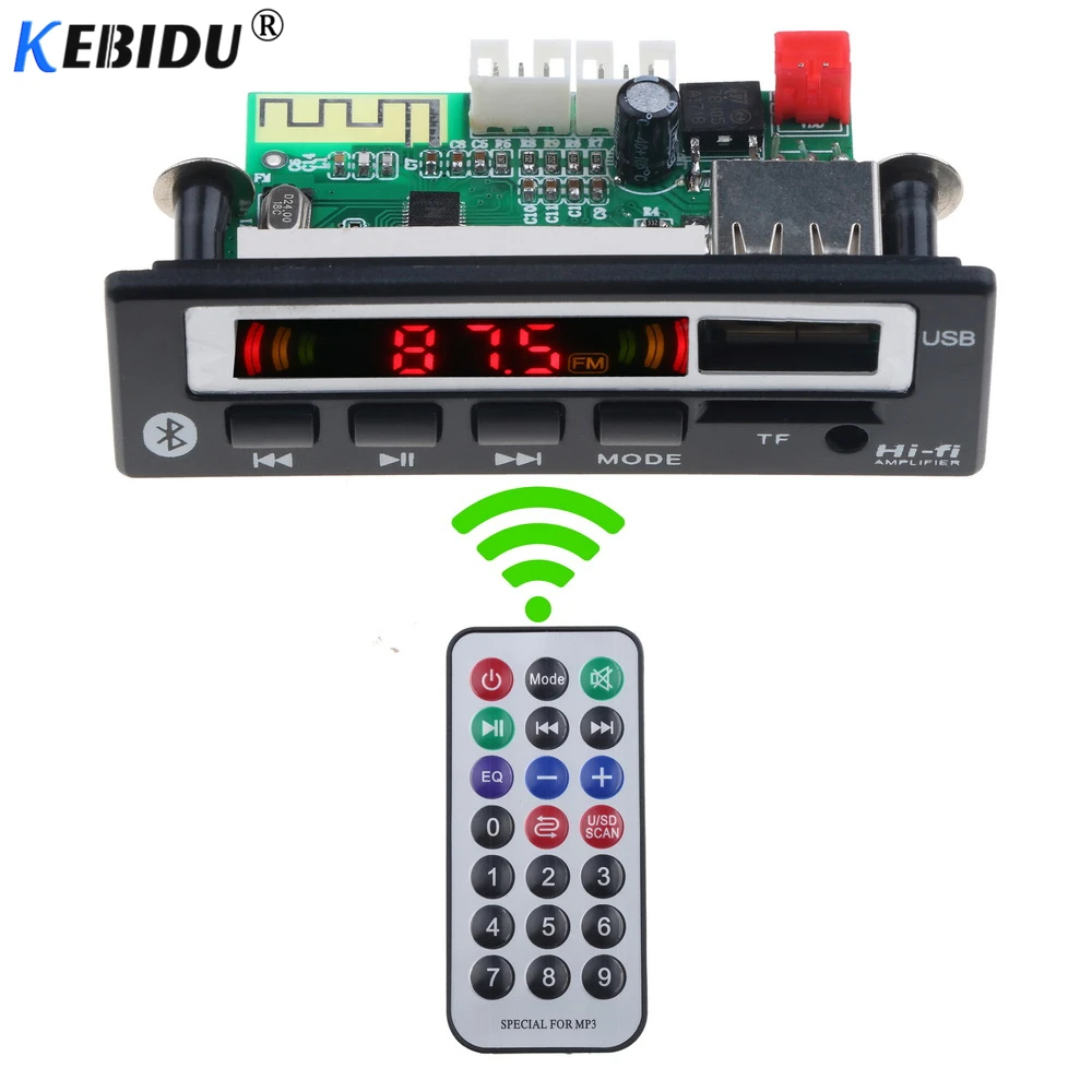 kebidu Bluetooth5.0 MP3 WMA WAV Decoder Board 5V 12V Wireless Audio ...