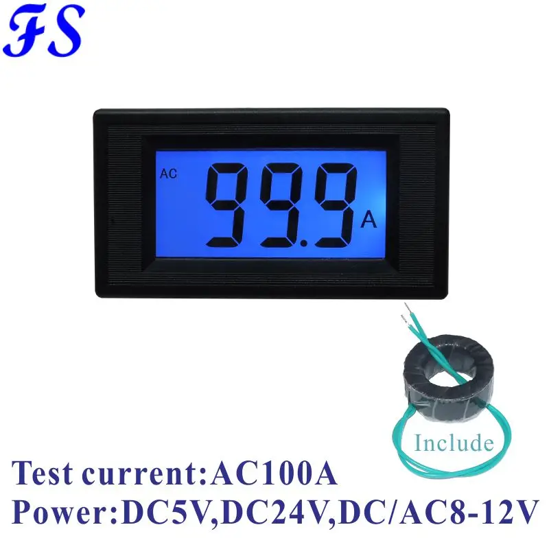 Mini Digital Voltmeter Ammeter AC 100A with CT Amp Volt Voltage Current ...