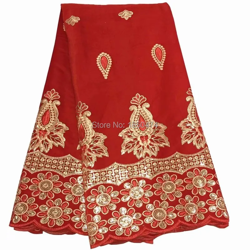 Fashion Red Velveteen Material African Embroidery Soft Velvet Lace ...