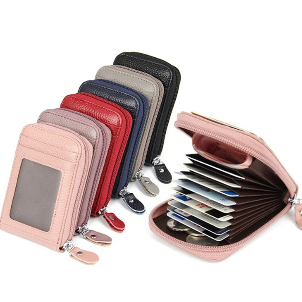 Genuine Leather Unisex Business Card Holder Wallet Bank Credit Card ...