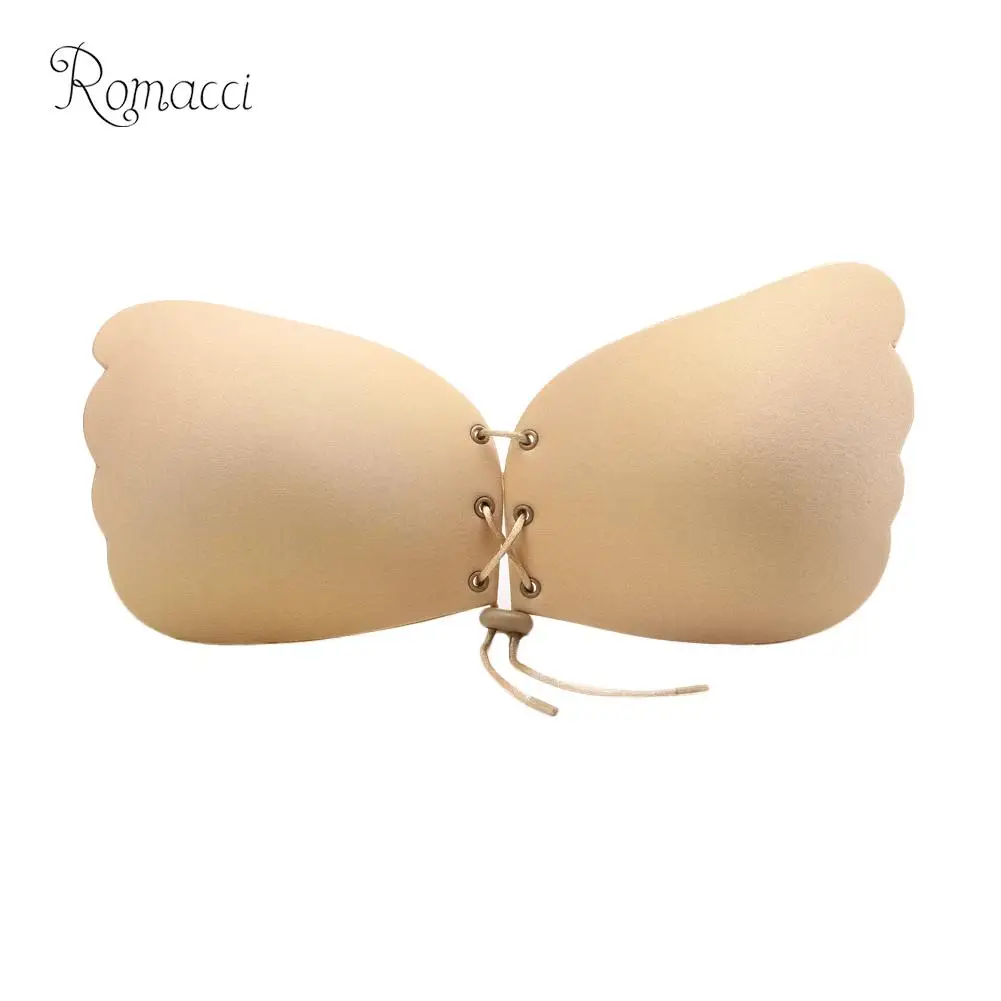 Romacci Sexy Sticky Bra Women Silicone Adhesive Invisible Wing Bra Stick Gel Soutien Gorge Push