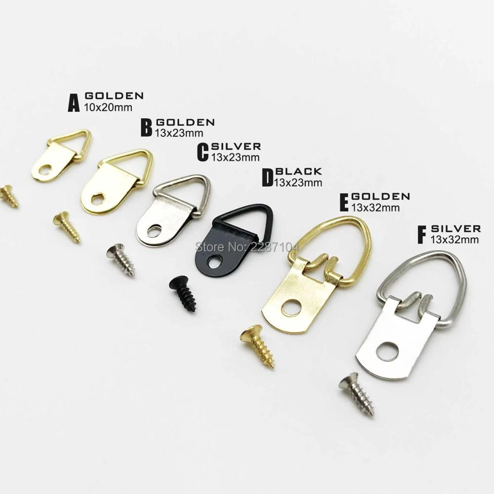 50pcs Golden Silver Black Triangle D-ring Hanging Oil Painting Mirror ...