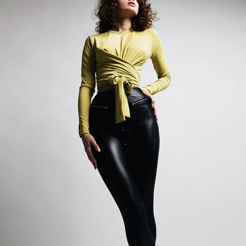 Women Sexy Pu Leather Leggings Sexy Club High Waist Push Up Faux