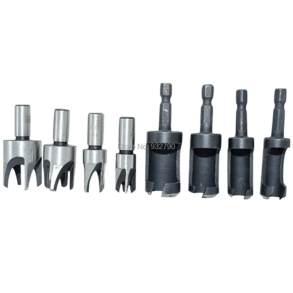 8pcs Wood Plug Hole Cutter Wooden Dowel Cutting Drill Bits Chamfered ...