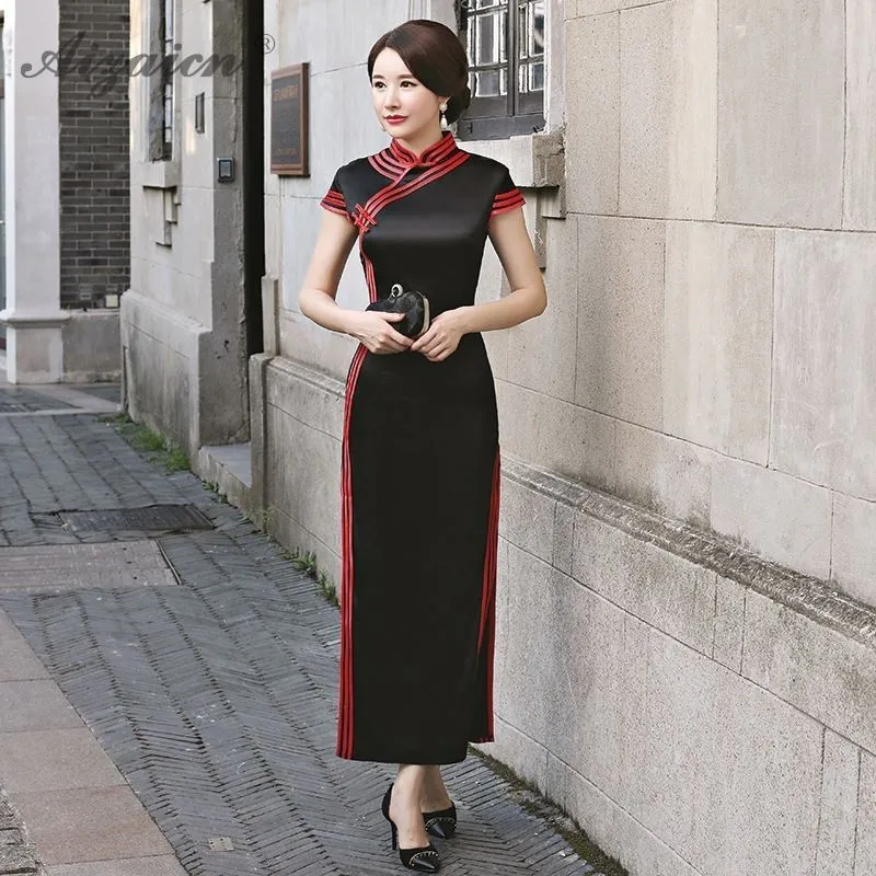 Red Long Cheongsam Chinese Tradition Dresses Qipao Oriental Style ...