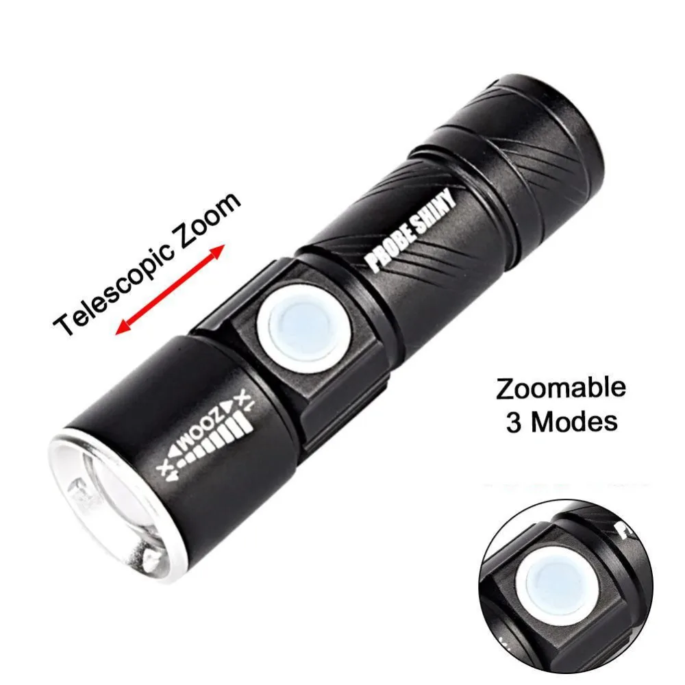 Potente linterna LED linterna recargable linterna con USB bicicleta ...