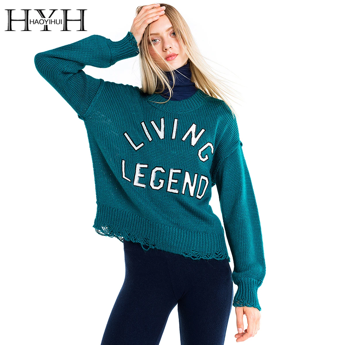 HYH HAOYIHUI Autumn winter women sweaters and pullovers korean style ...