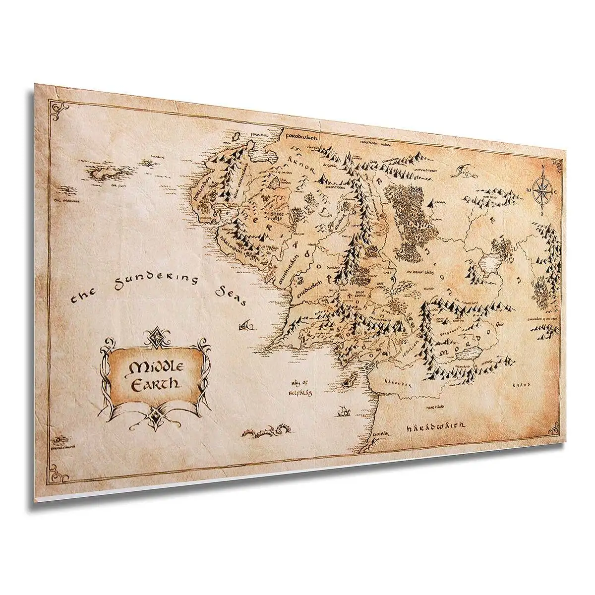 Vintage Design Map Middle Earth Silk Cloth Poster Living Room Home Bar ...