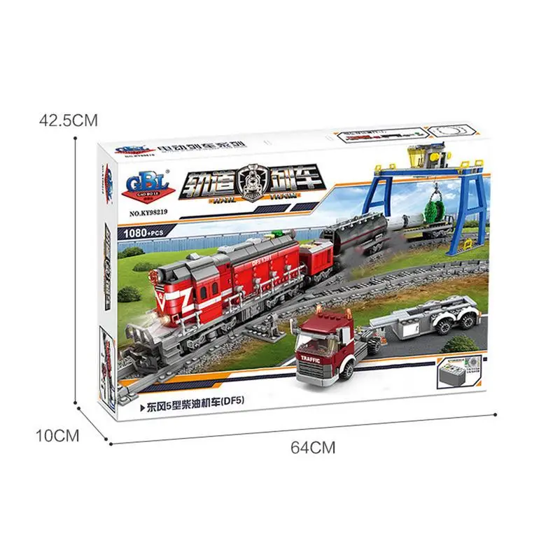 DIY Assembled Building Blocks Electric Rail Train Diesel Locomotive for ...