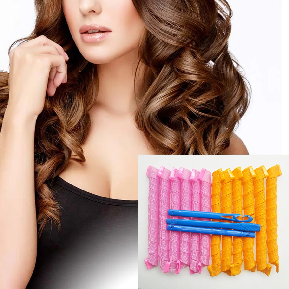 12 Pcs No Heat Hair Curlers Professional Hair Curlers Barrel Curls Styling Kit Styling Hooks
