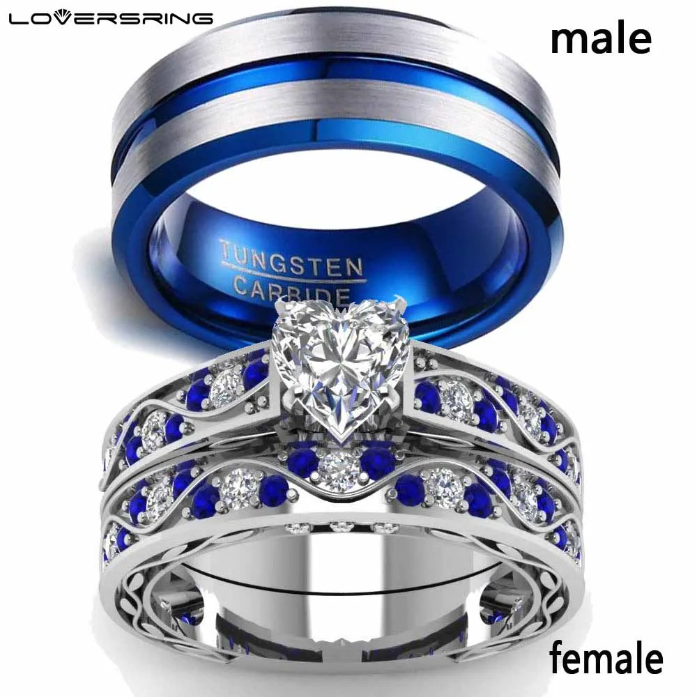 Anillo de amor 2 anillos Sz6 12 anillos de pareja corte de corazón ...