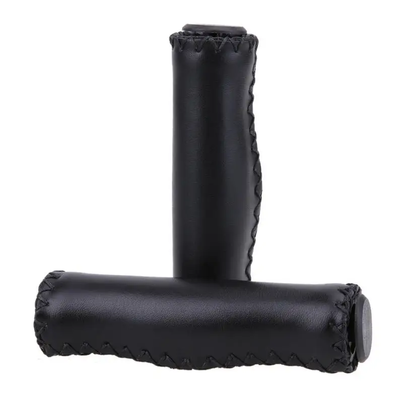 1 pair of leather vintage bicycle handlebar grips - retro bike ...