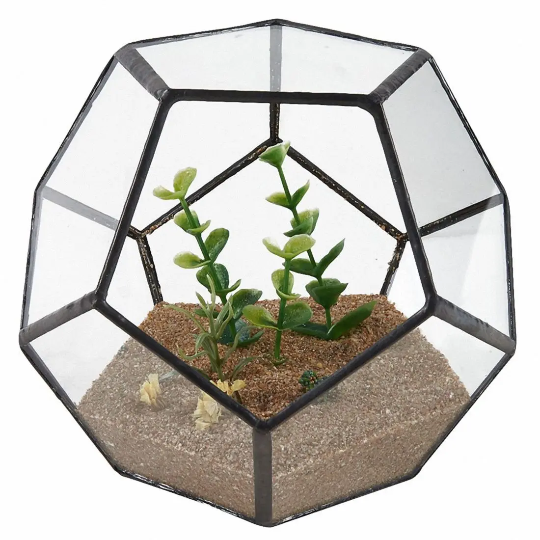 Black Glass Pentagon Geometric Terrarium Container Window Sill Decor ...