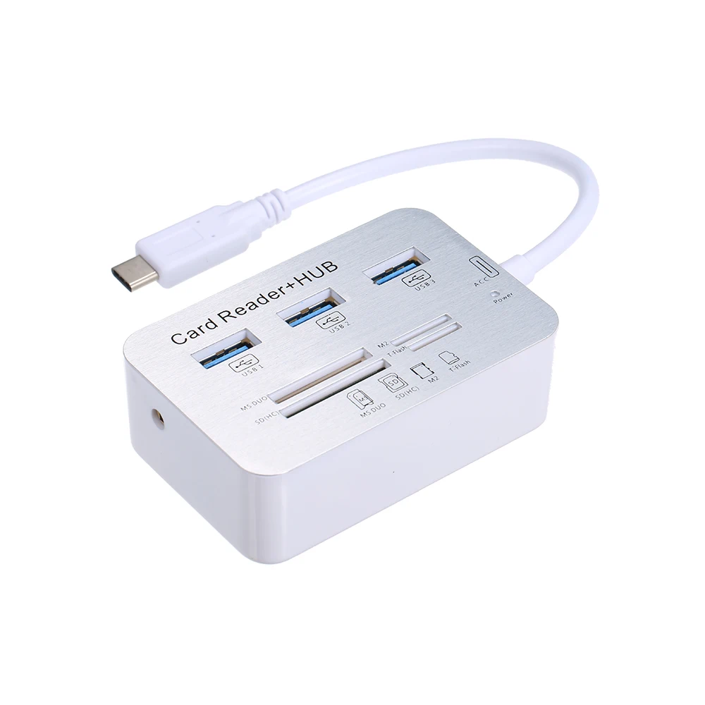 Type C All in One Card Reader 3 USB3.1 Hub With MS SD M2 TF for MacBook ...