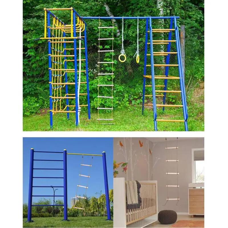 Climbing Cargo Net for Kids Outdoor Play Jungle Gyms Rope Wooden Ladder ...
