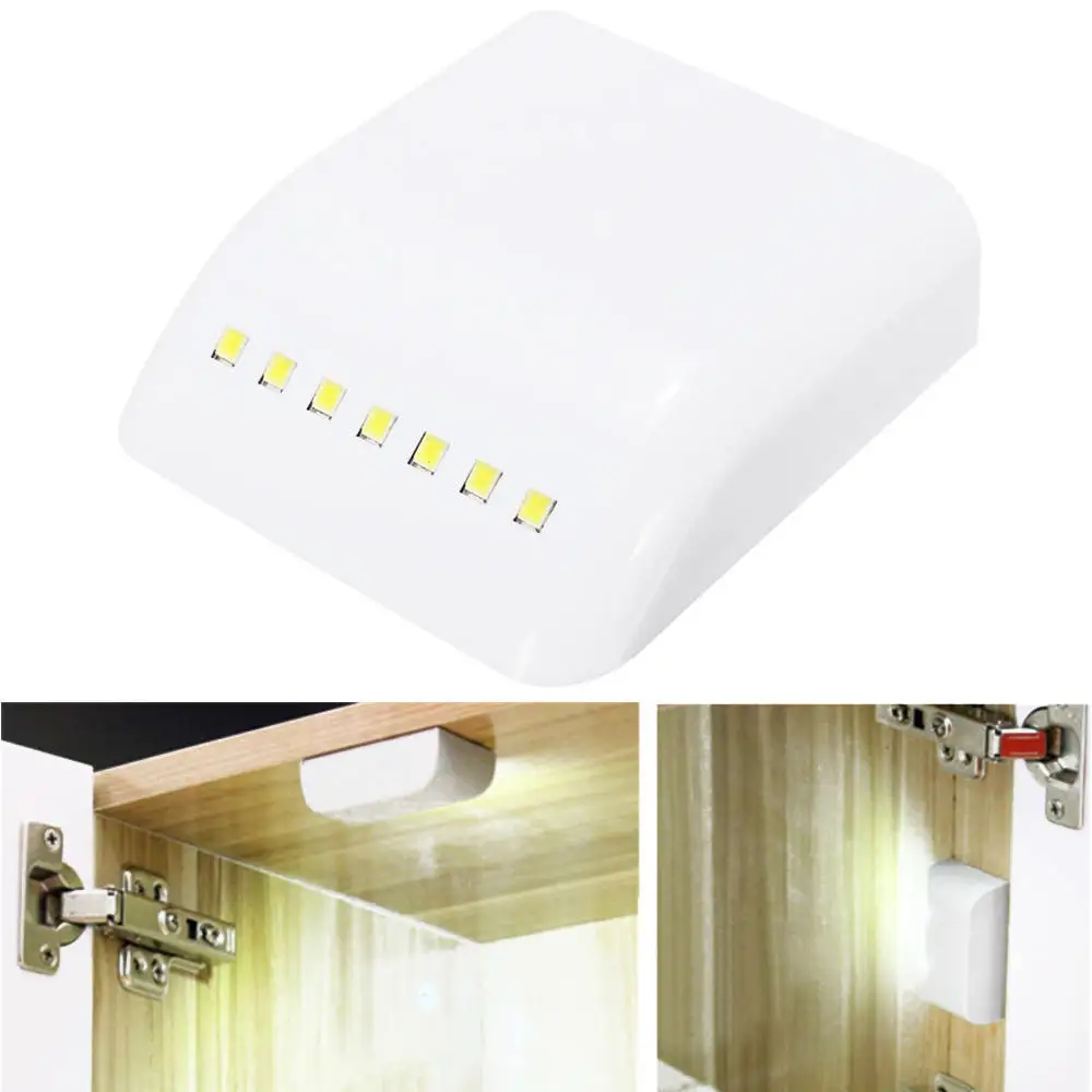 LED Light Sensor Night Lamp Inner Hinge Cabinet Wardrobe Drawer Battery ...