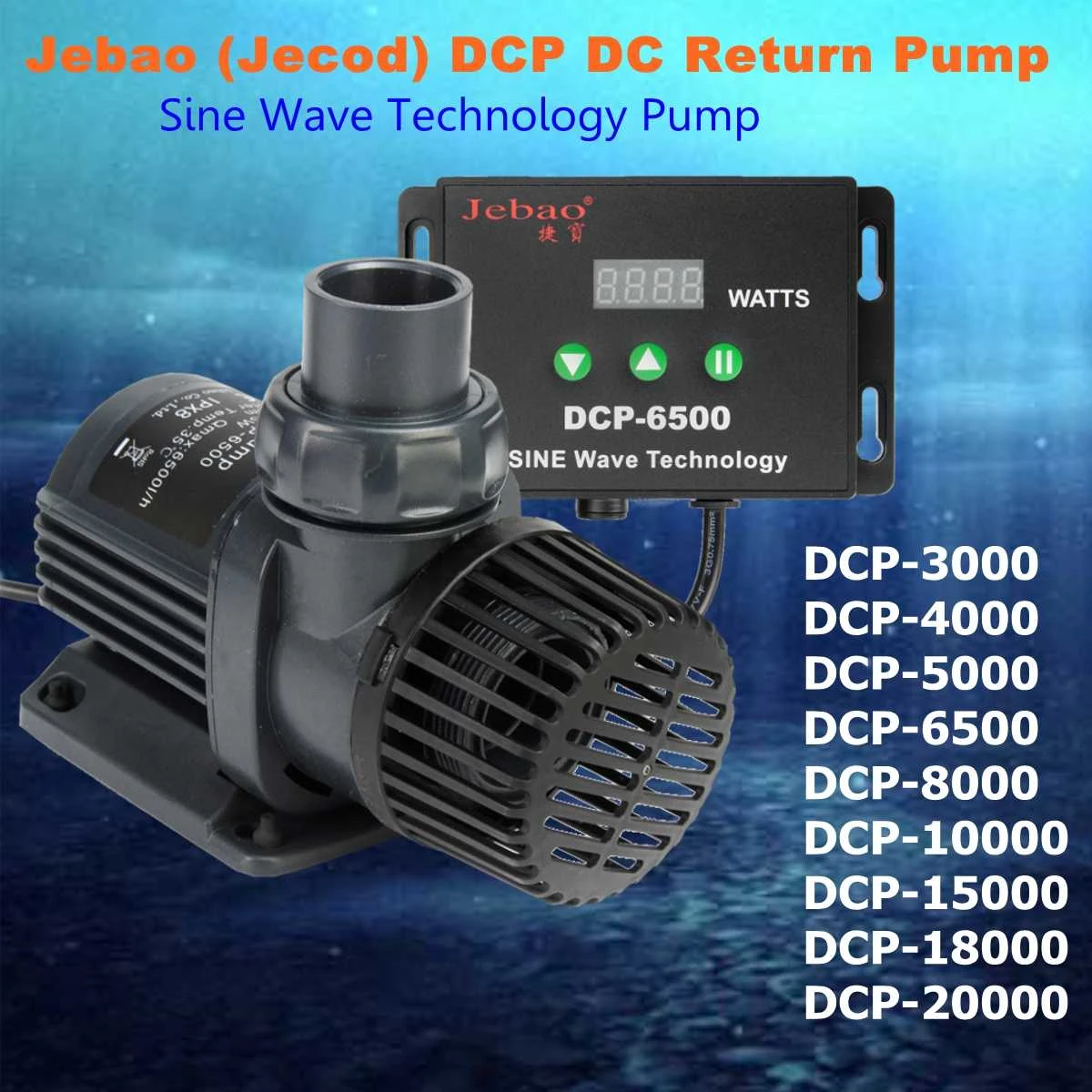 Jebao/jecod Dcp Series 3500-20000 Maring Flow Rate Dc Sine Wave Return Submersible Water Pump ...