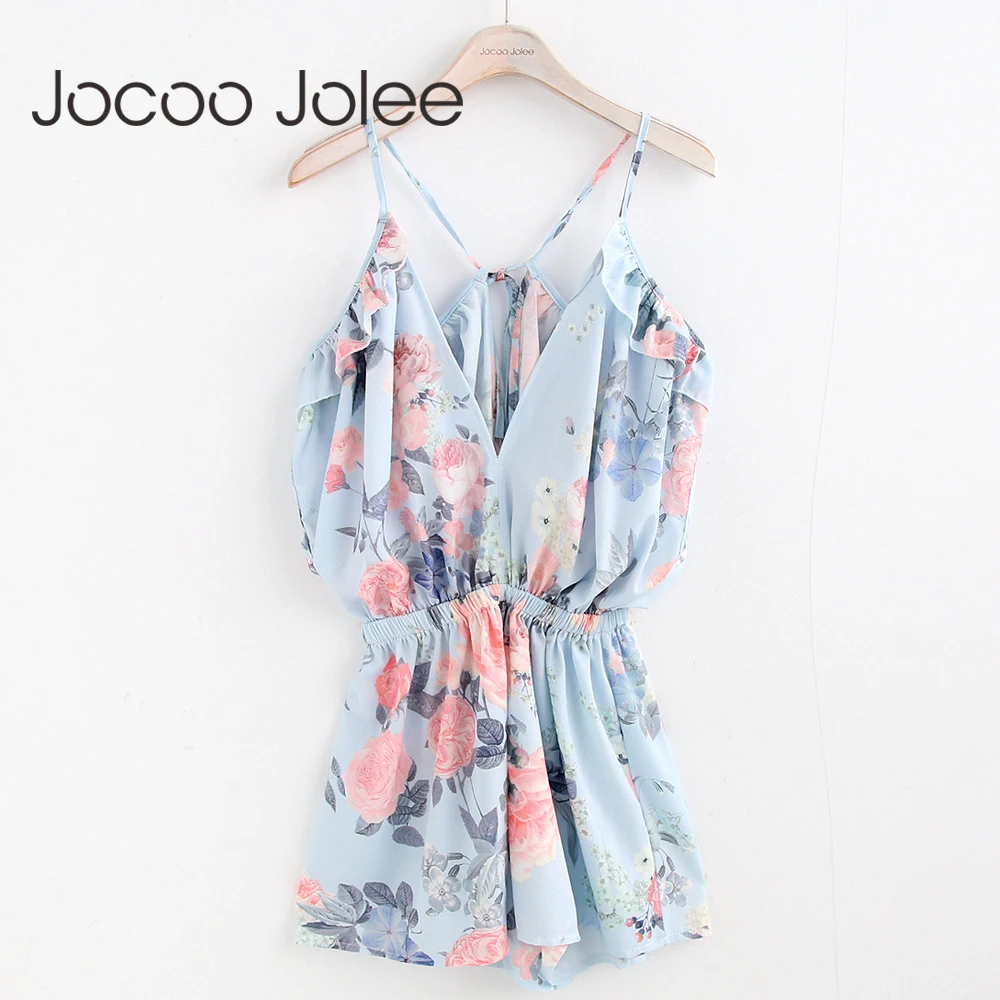 Jocoo Jolee Women Summer Short Jumpsuits Deep V Nice Backless Off
