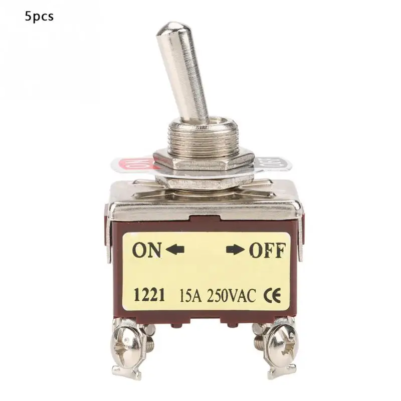 5Pcs/Lot ON OFF 2 Position Toggle Switch 4 Pin 12mm Mount 15A 250VAC ...