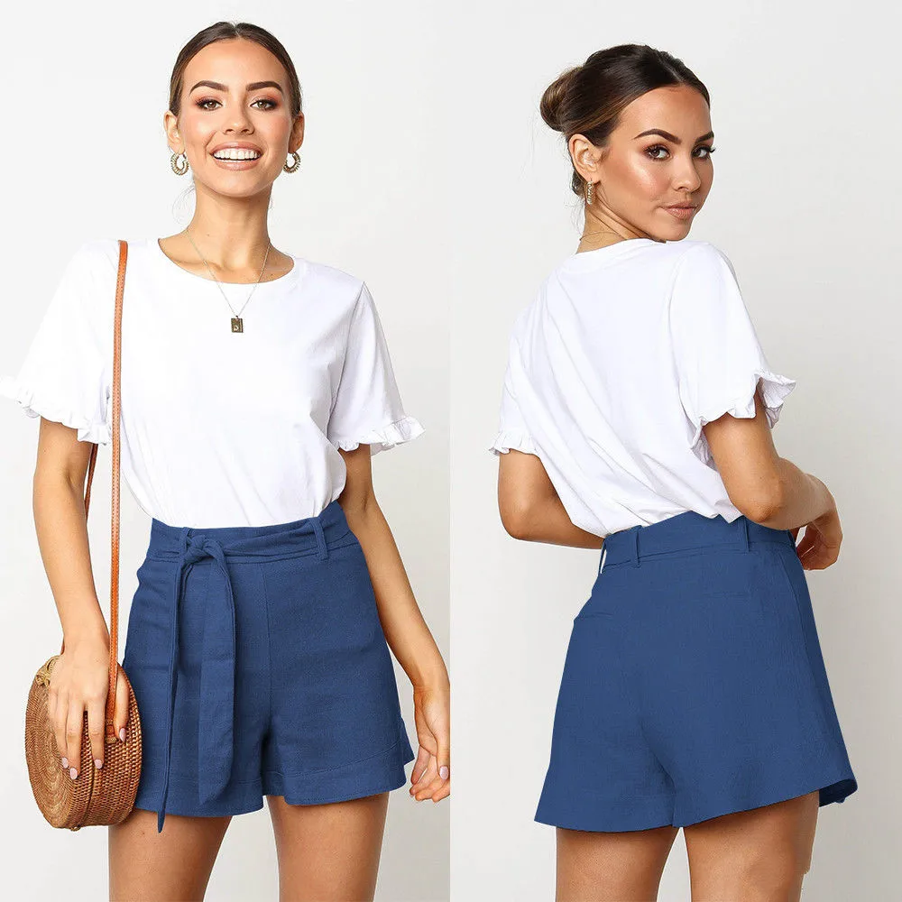 Casual Summer Bandage High Waist Shorts A line Fashion Women Lady Girls ...