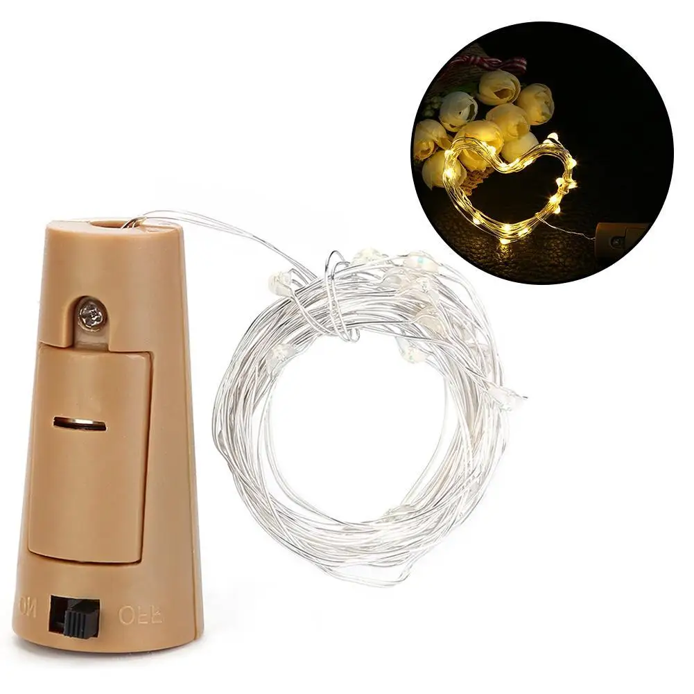 2M 20 LEDS Wine Bottle Lights With Cork Built In Battery LED Cork Shape ...