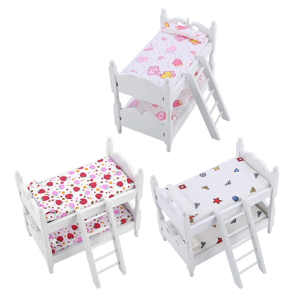 1:12 Kids Mini Bunk Bed Toys Doll House Furniture Children Bedroom ...