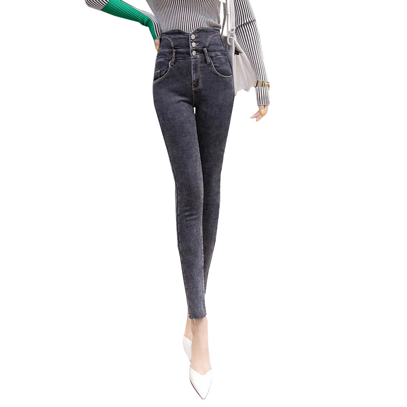 High Waist Cotton Spandex Women Jeans Skinny Legs Slim Fit Sexy Lady