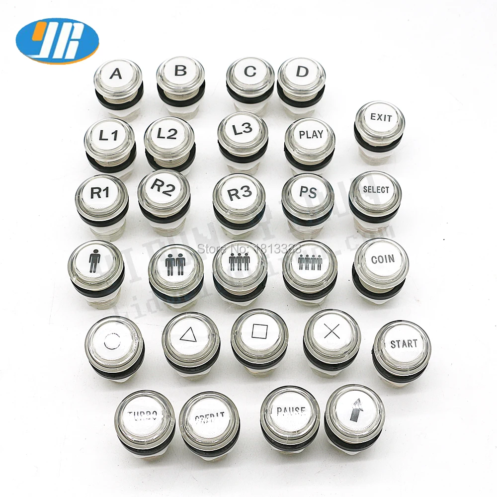 30mm-Kit-Arcade-LED-5V-12V-Light-Illuminated-Transparent-Clear-Push ...