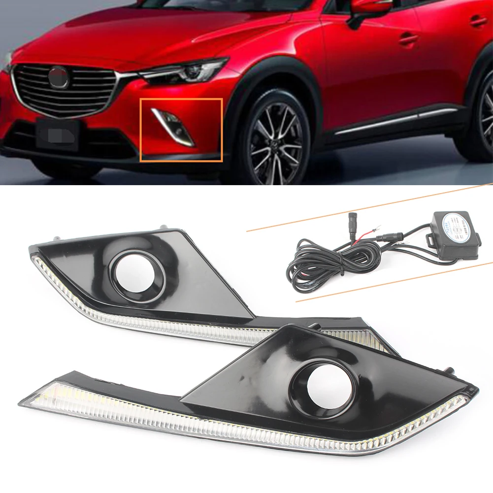 Car Led Drl Daytime Running Lights Fog Lamp Trims For Mazda Cx-3 Cx3 2016 2017 2018 2019 2020 ...