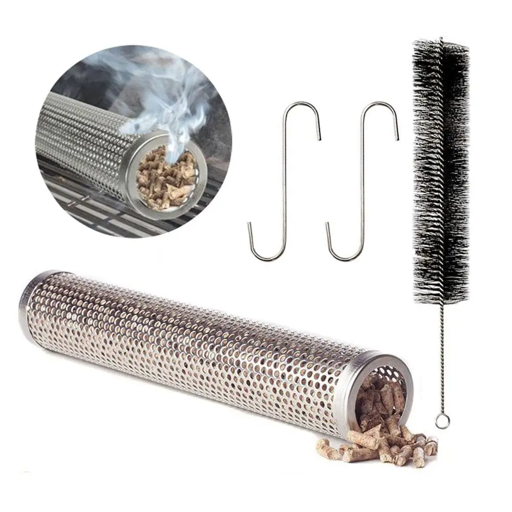 Stainless Steel Mesh Smoker Pipe Round Square BBQ Pellet Tube Smoking ...