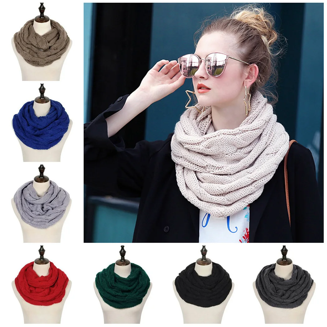 Las mujeres bufandas de mujer anillo Collar cuello bufanda de invierno ...