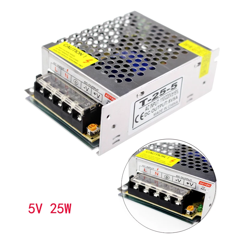 Switching Power Supply 5V 5A 25W Source Power Adapter Lighting ...
